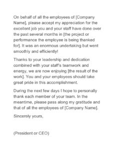 Editable Appreciation Letter Template (Word)