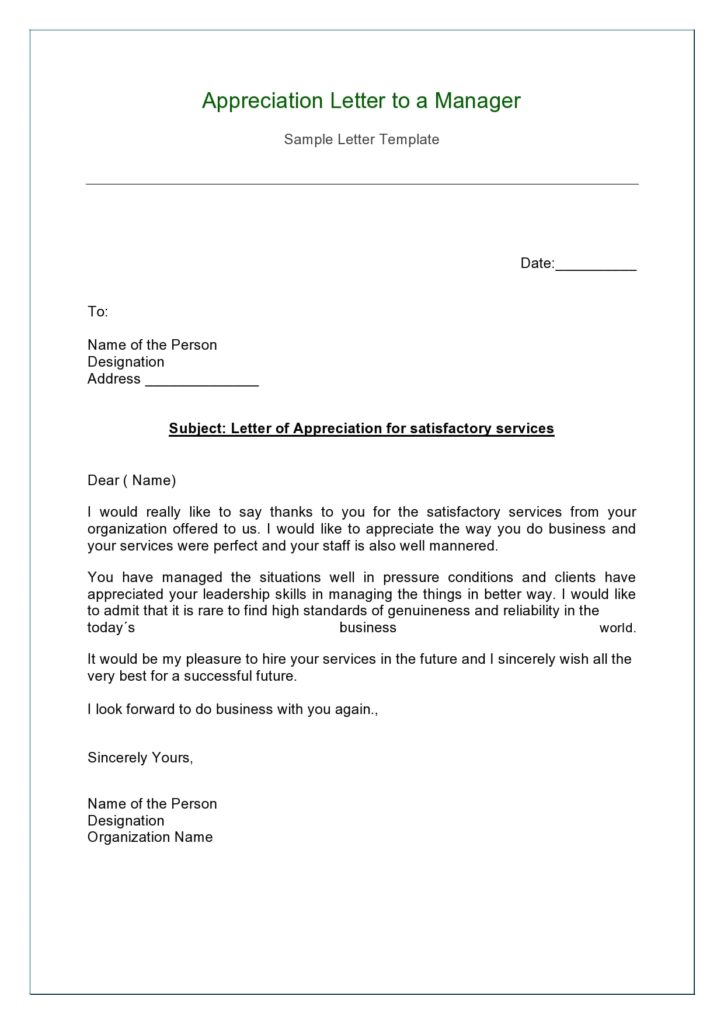 Editable Appreciation Letter Template (Word)