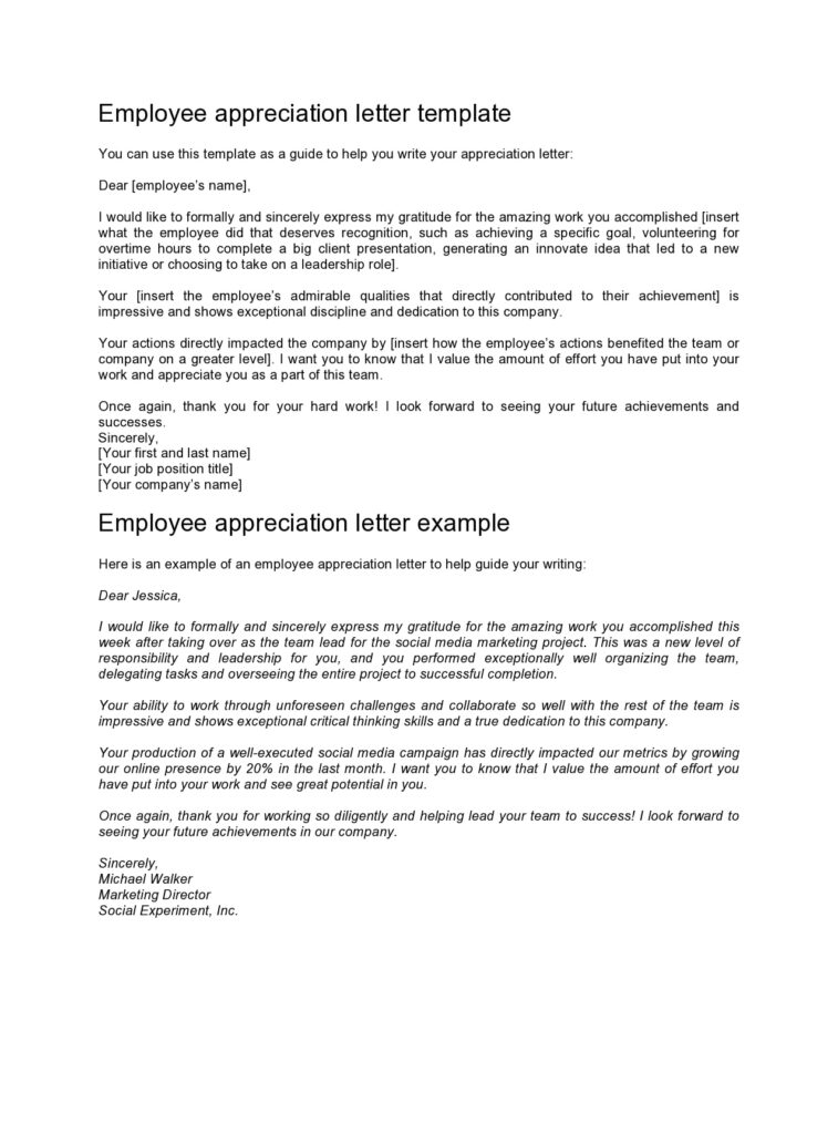 Editable Appreciation Letter Template (Word)