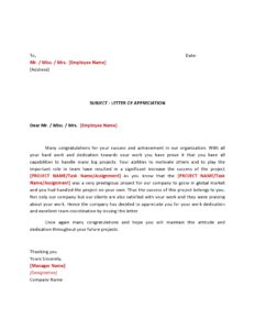 Editable Appreciation Letter Template (Word)