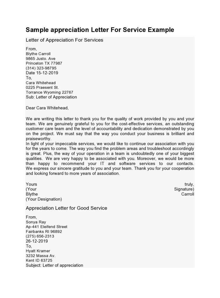 Editable Appreciation Letter Template (Word)