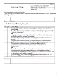 Free Printable Audit Checklist Template